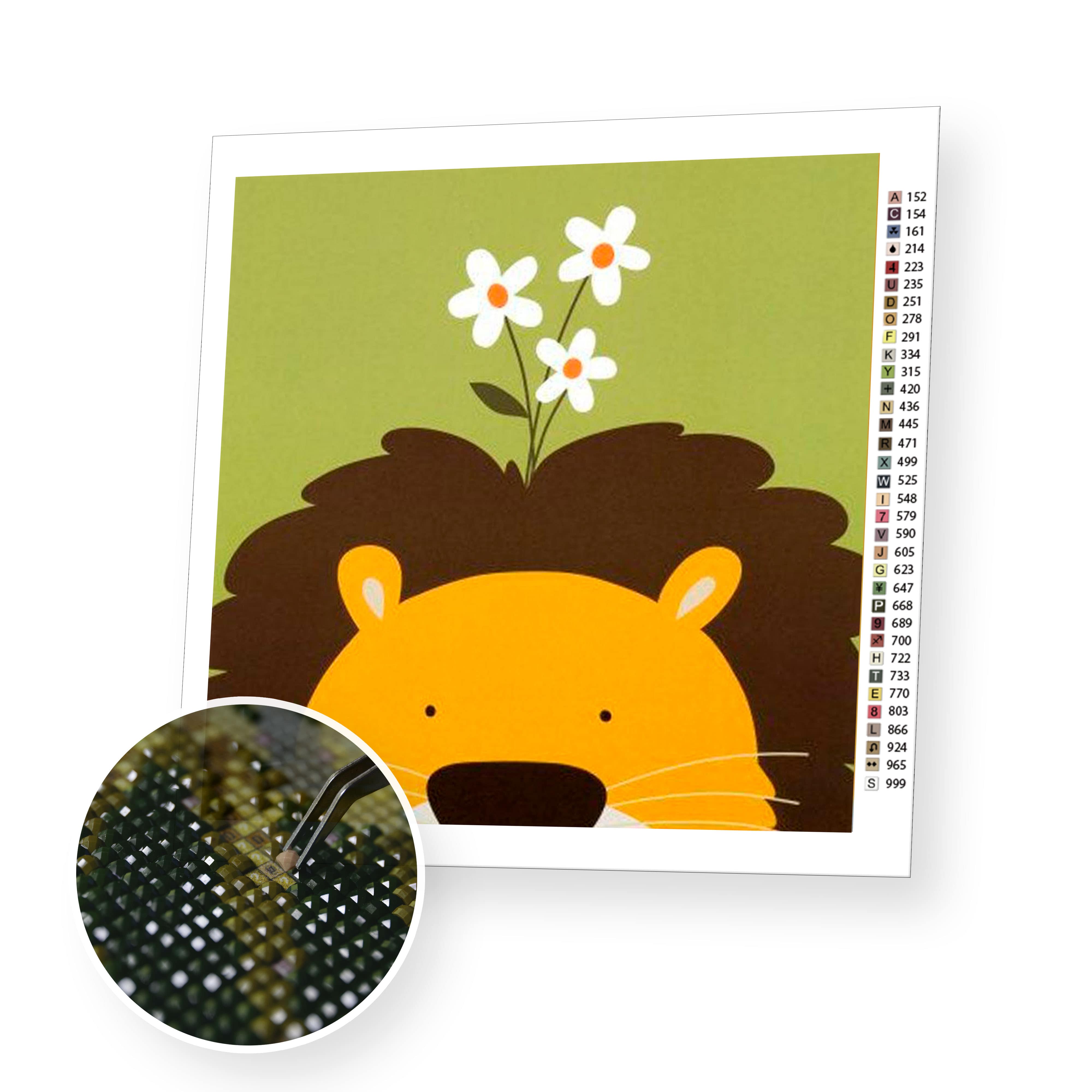 Peek-a-Boo Lion – mozaikadiamentowa